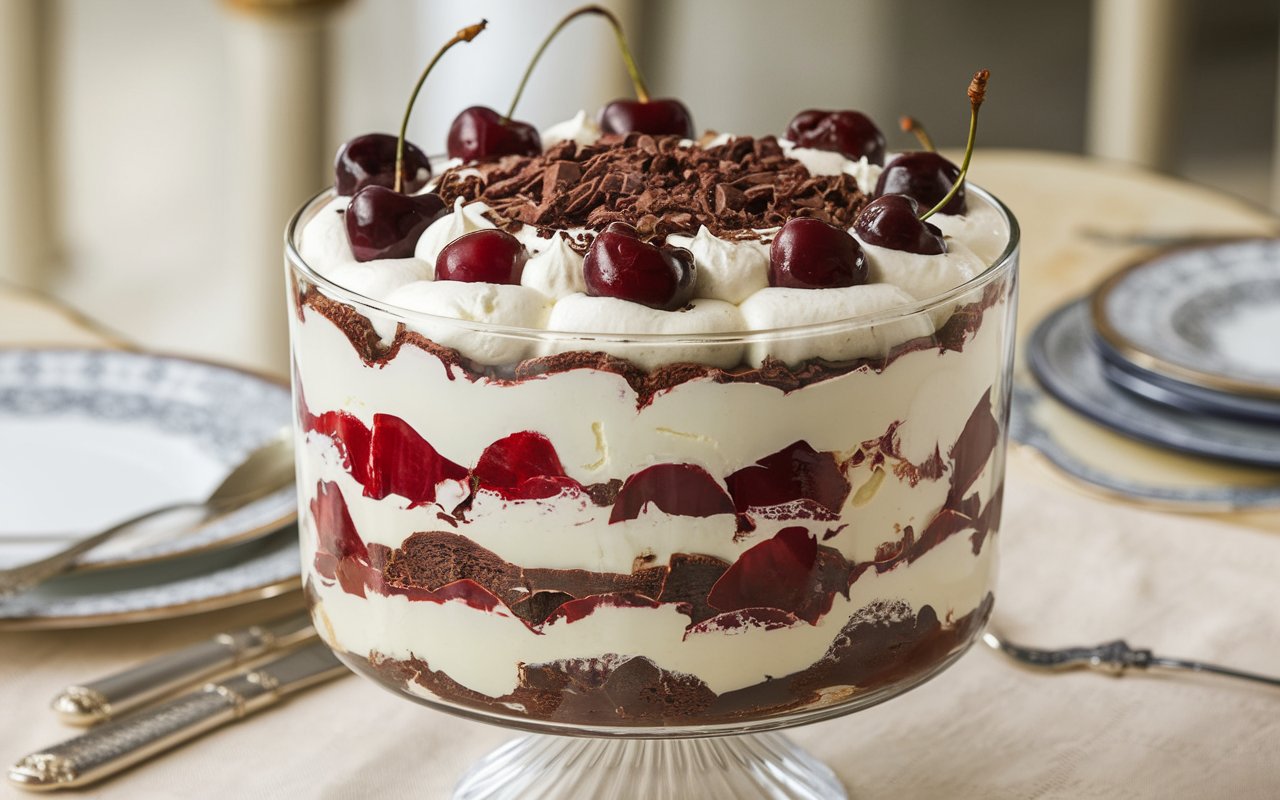 Black Forest Trifle – Layers of Chocolate, Cherries, Cream – Blessedish