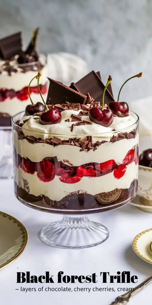 Black Forest Trifle – Layers of Chocolate, Cherries, Cream – Blessedish