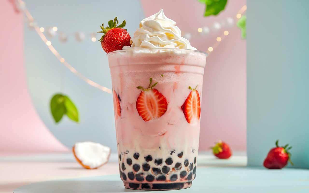 Strawberry Coconut Boba Tea: Chewy, Fruity Bubble Drink – Blessedish