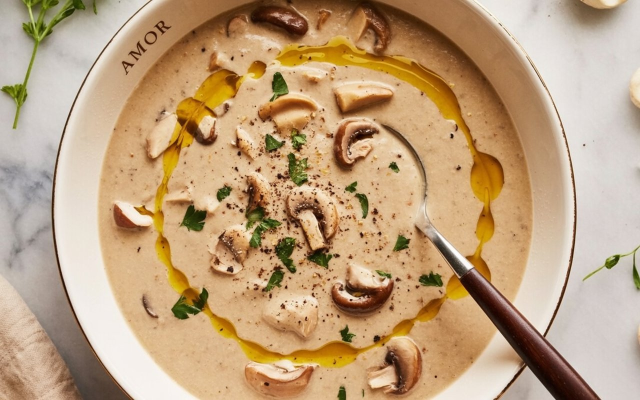 Cream of Mushroom Soup – Silky Wild & Button Mushroom Velouté – Blessedish