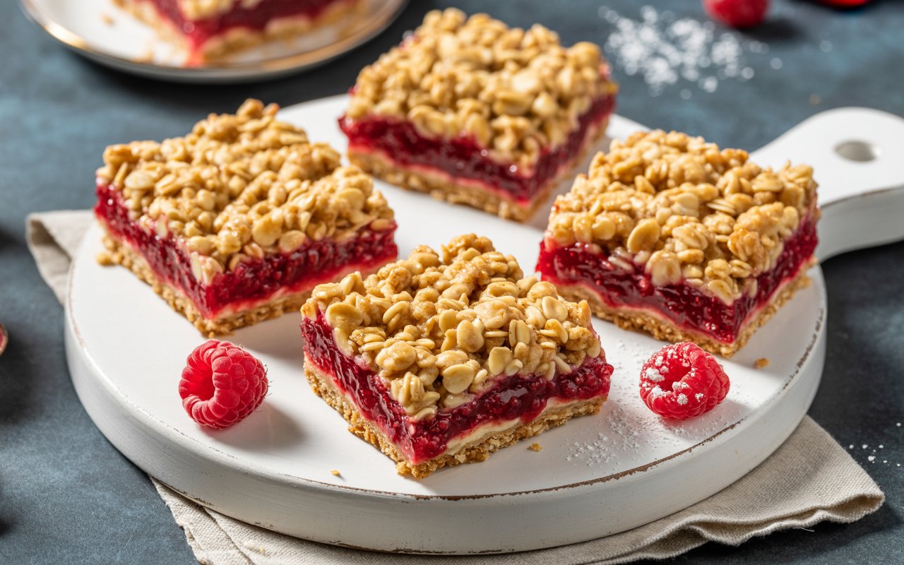Raspberry Oatmeal Bars – Jammy Oat Crumble Squares – Blessedish