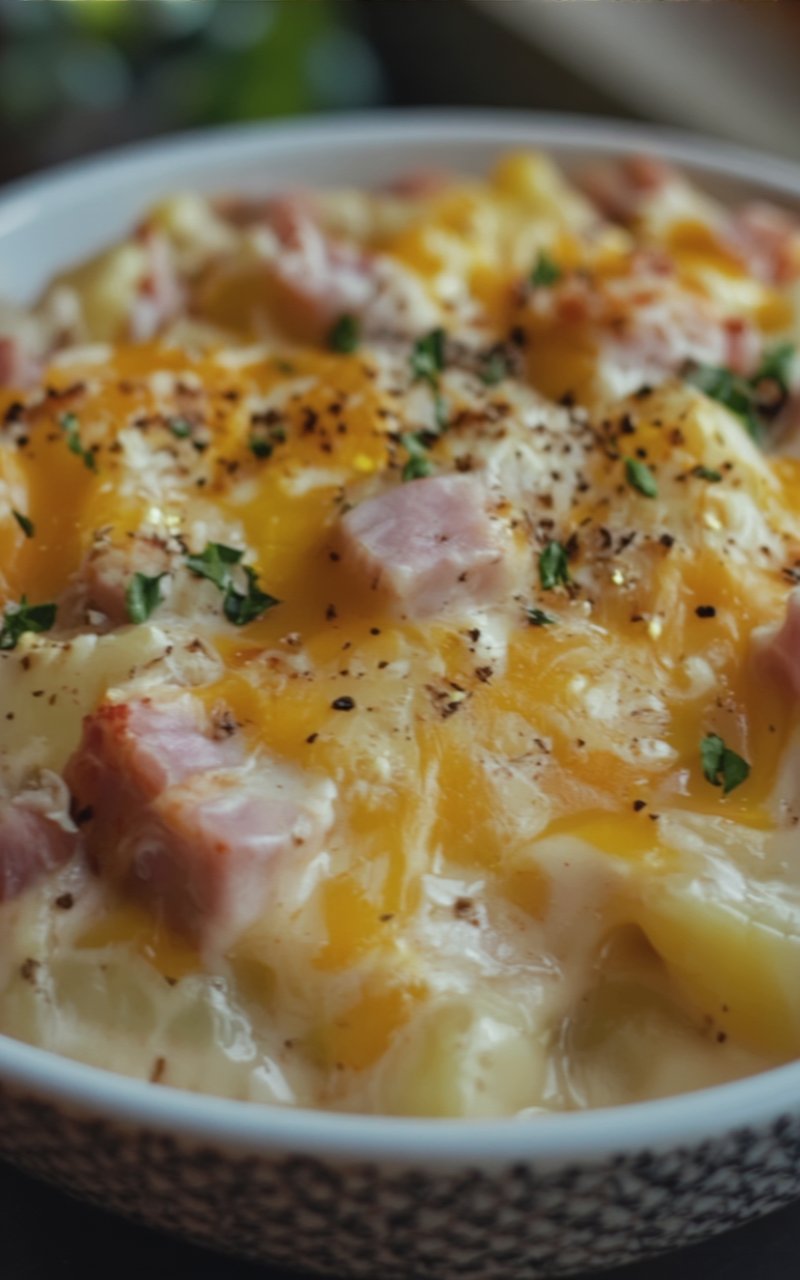 Slow Cooker Cheesy Ham and Scalloped Potato Casserole – Blessedish