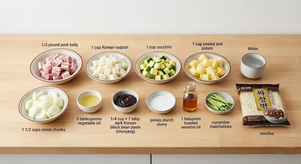 Authentic Jjajangmyeon Recipe: Korean Noodles in Black Bean Sauce ...